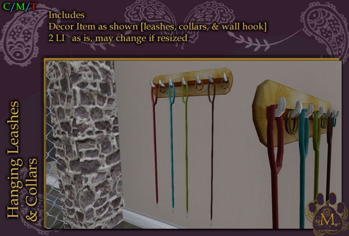 Second Life Marketplace M Hanging Leashes And Collars Decor Unpacker